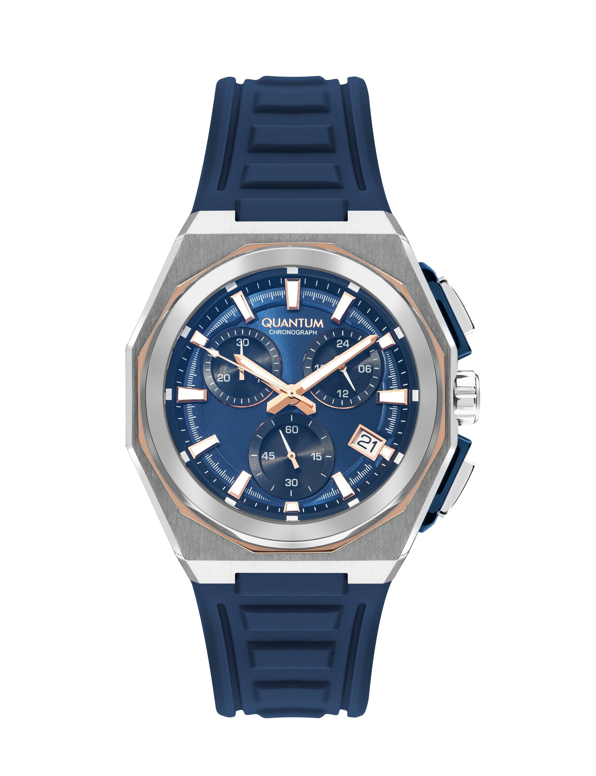 Quantum Navy Multifunction Blue Strap Blue Dial Silver Watch PWG1078.3